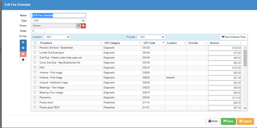 Setting up Fee Schedules – Cloud 9